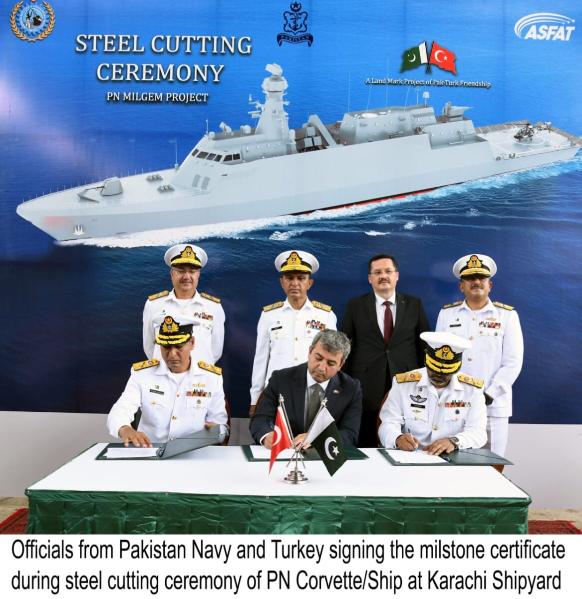 Steel Cutting of Milgem Class Corvette Held at Karachi Shipyard ...