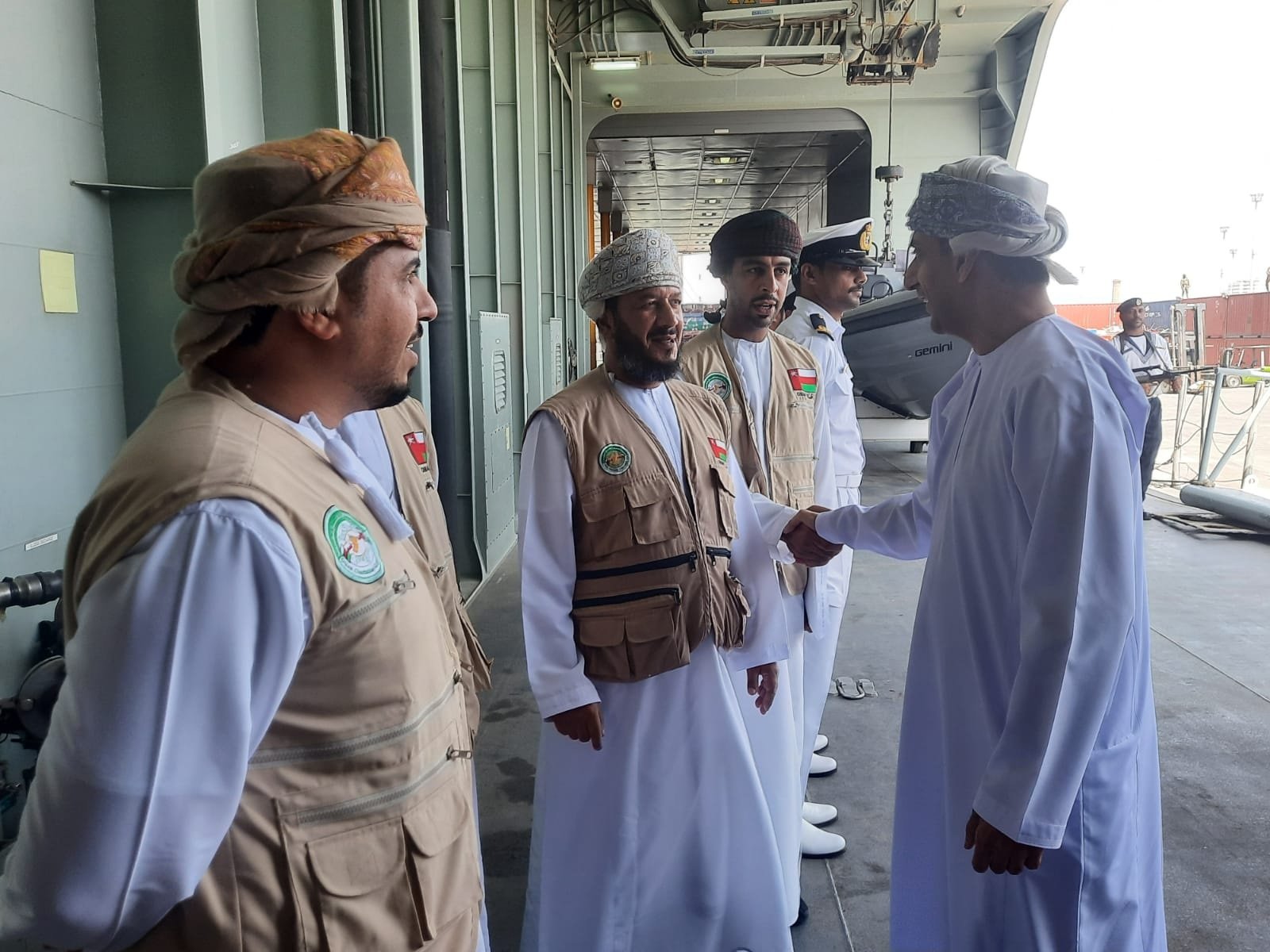 Navy ship from Sultanate of Oman carrying relief items reaches Karachi.