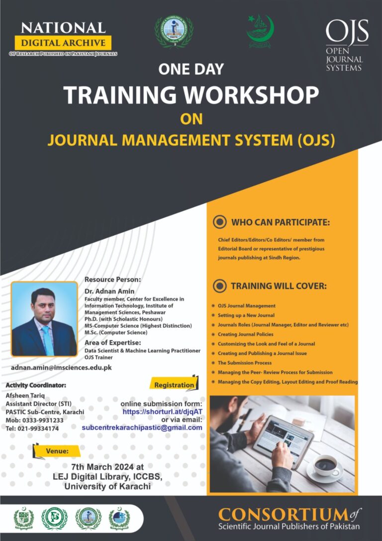 ONE DAY TRAINING ACTIVITY ON OPEN JOURNAL MANAGEMENT SYSTEM FOR SINDH ...