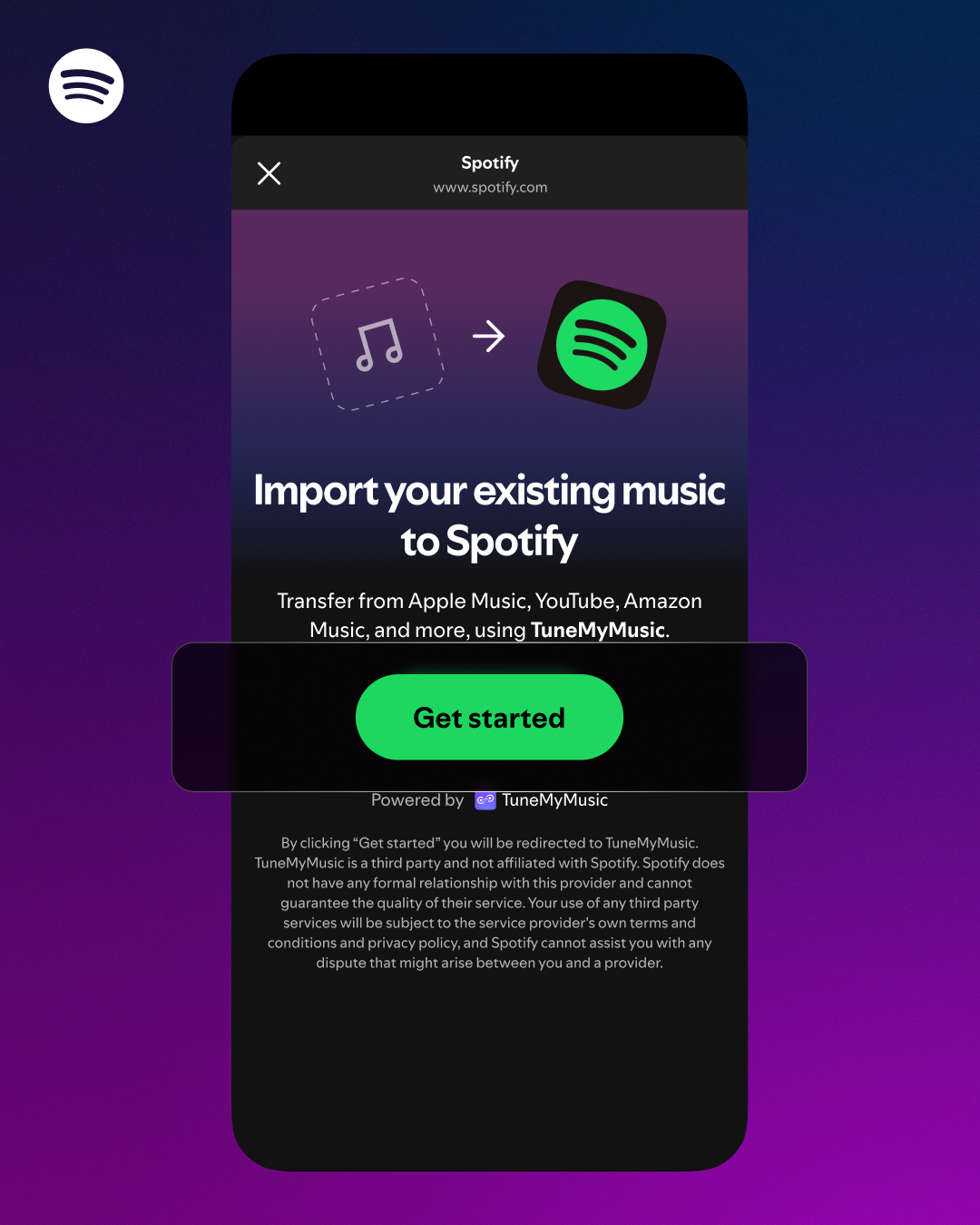 Spotify adds in-app playlist transfers with TuneMyMusic integration